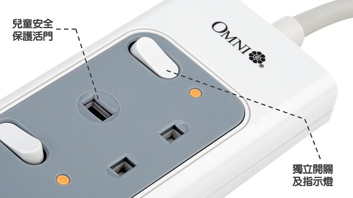 3/4/5 Gangs Plus 3 USB Safety Extension Sockets - Omni Electrical ...